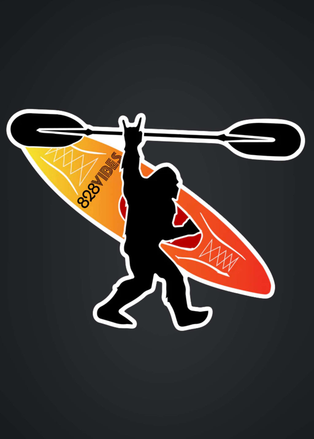 Big Foot and Kayak Sticker 5" wide
